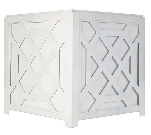 White Chippendale Planter | Classic Lattice Decorative Planter – Anara ...