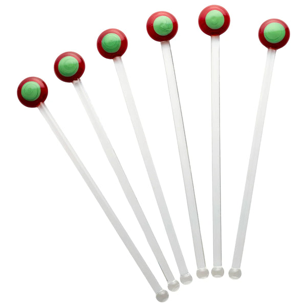 Red and Green Swizzle Glass Stirring Sticks, Set of 6 – Anara Lifestyle