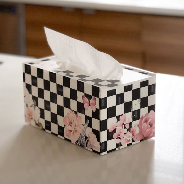 Black Chic Checkered Tissue Box | Modern Luxury Home Accessory – Anara ...