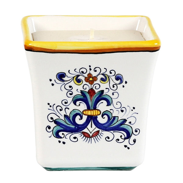 Ricco Deruta Deluxe Square Flared Candle – Hand-Painted Italian Ceramic ...