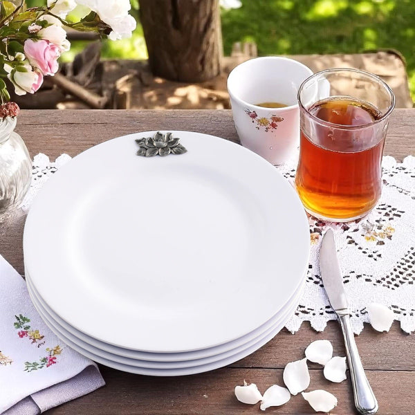 Magnolia Lunch Plates Set of 4 Floral Table Accent – Anara Lifestyle