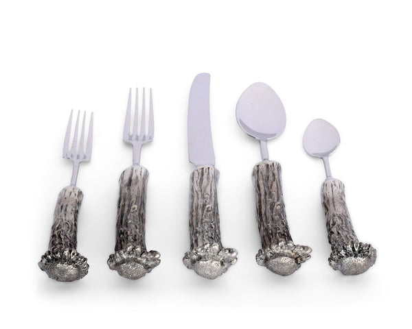 Pewter Antler Flatware Set | Rustic Luxury Tableware | Anara Lifestyle
